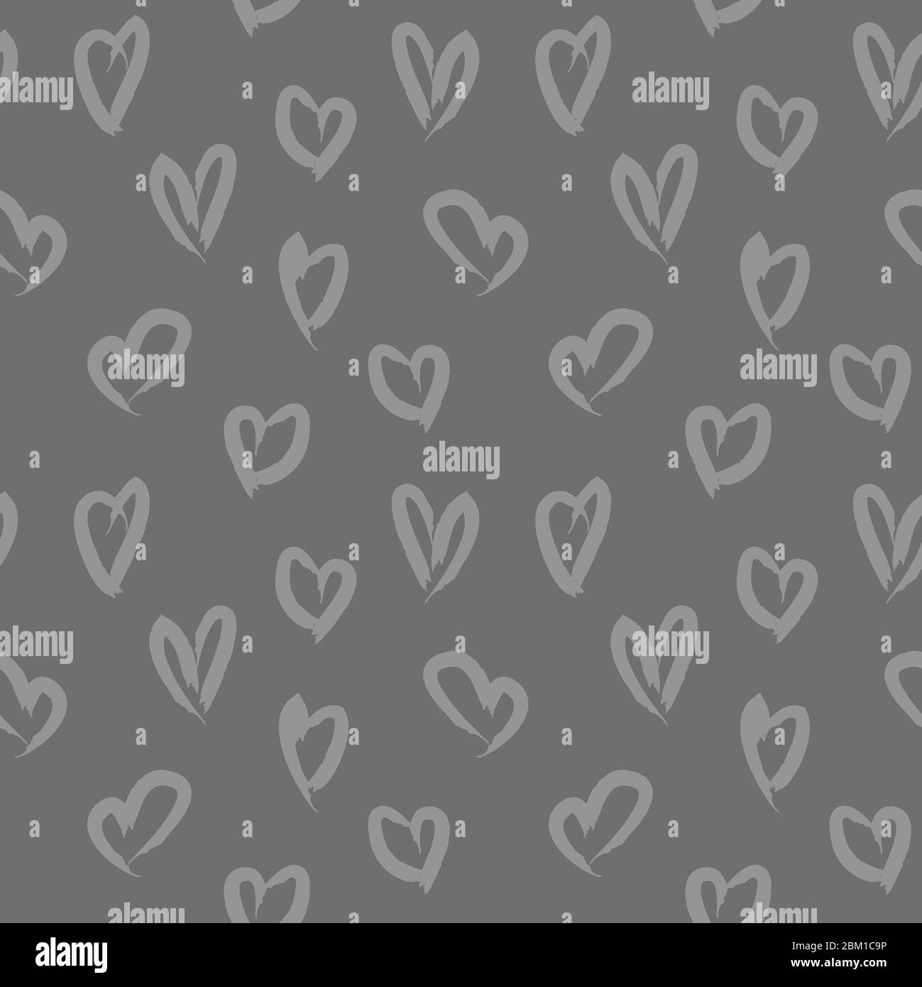 Grey Heart shaped Valentine’s Day seamless pattern background for ...