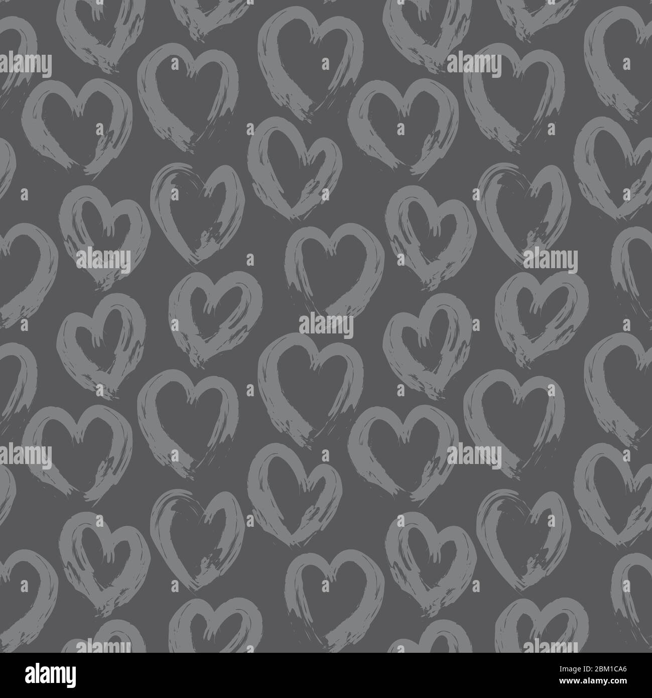 Grey Heart shaped Valentine’s Day seamless pattern background for ...
