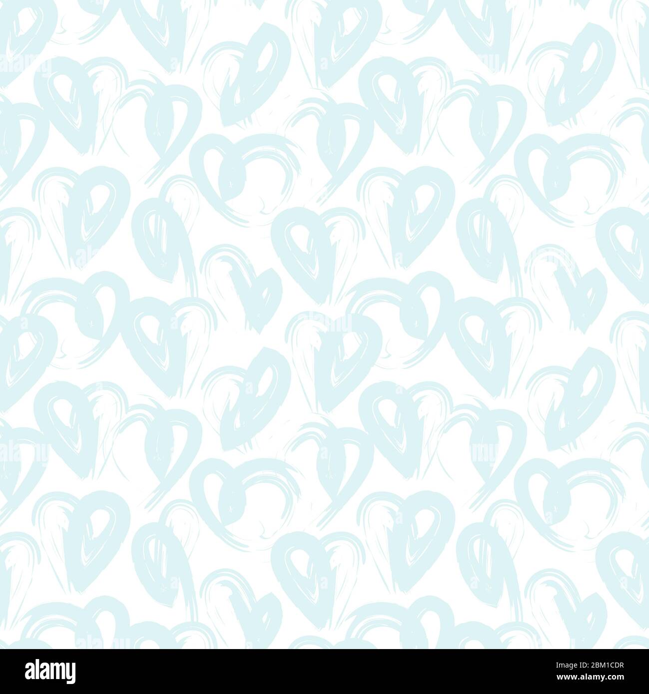 Sky Blue Heart shaped Valentine’s Day seamless pattern background for ...