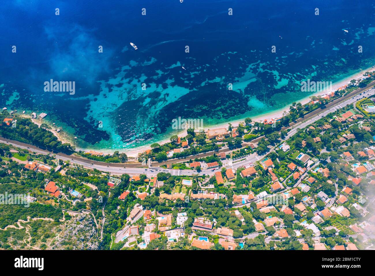 Aerial view of French Riviera coast near of Nice, Cote d'Azur, France ...