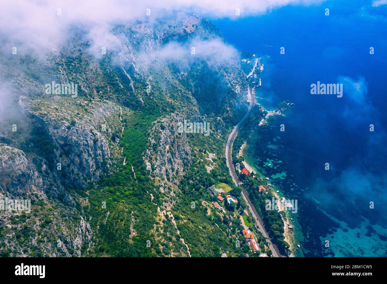 Aerial view of French Riviera coast near of Nice, Cote d'Azur, France ...