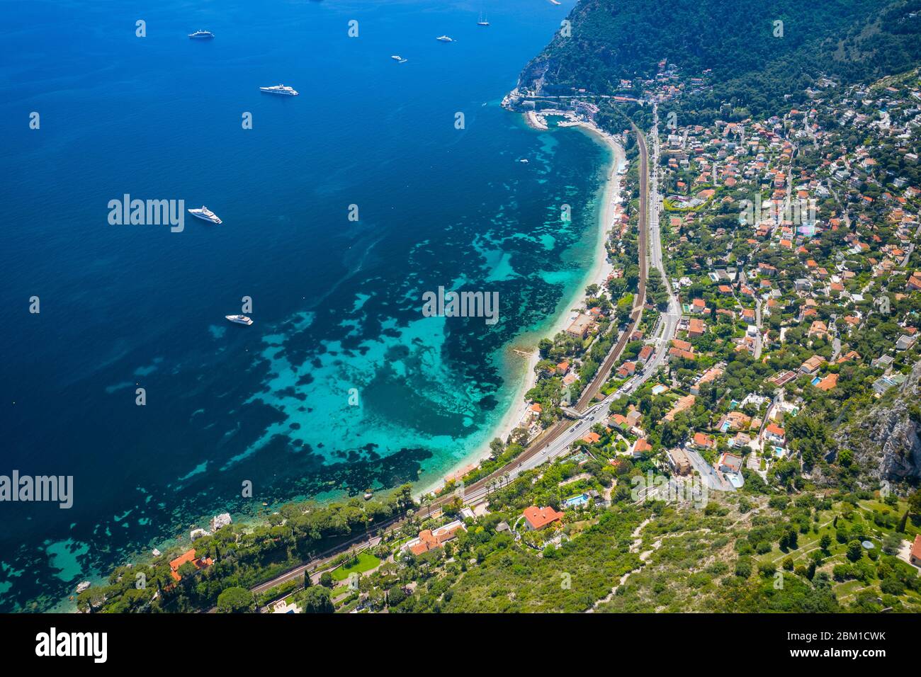 Aerial view of French Riviera coast near of Nice, Cote d'Azur, France ...