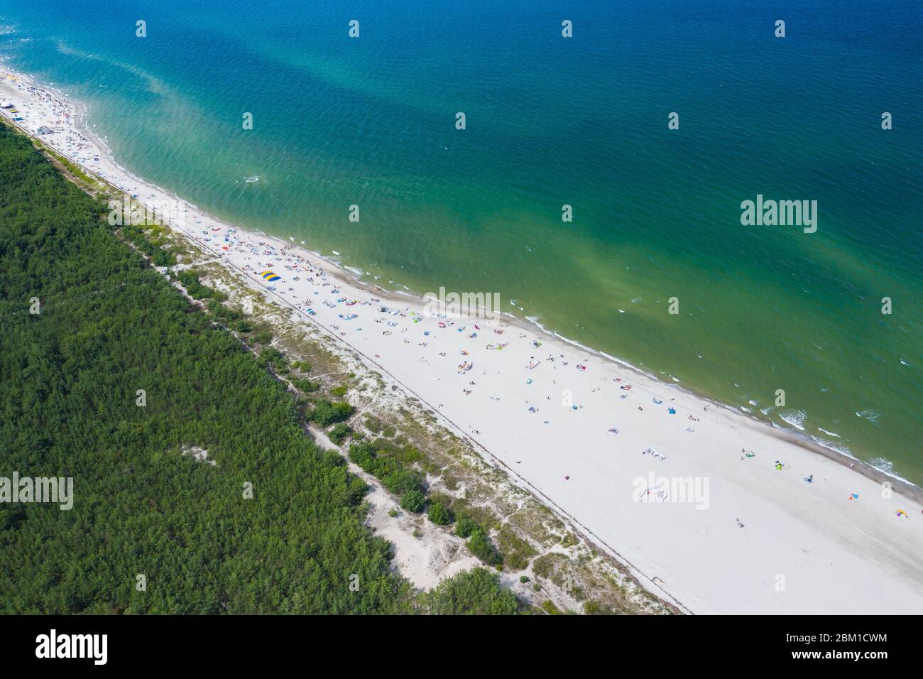 Aerial view of Hel Peninsula in Poland, Baltic Sea and Puck Bay (Zatoka ...