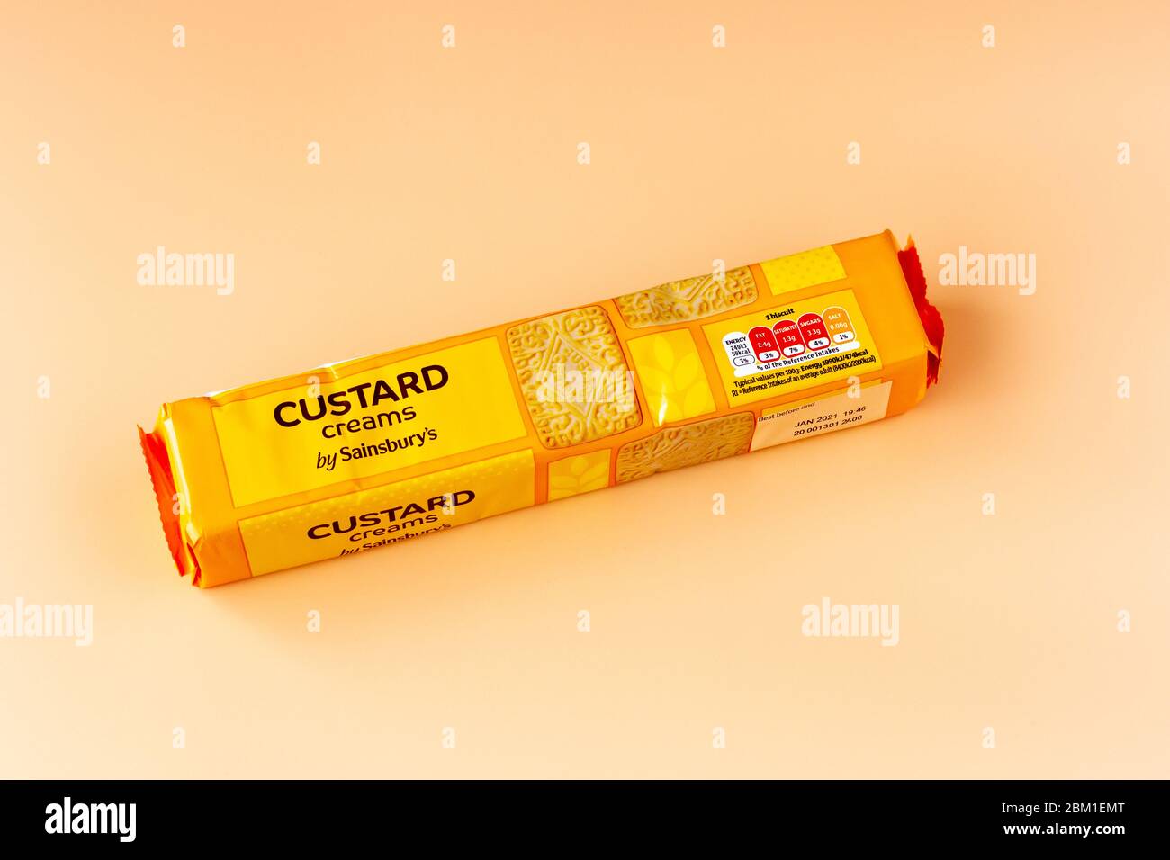 Packet of custard creams biscuits by Sainsbury's Stock Photo - Alamy