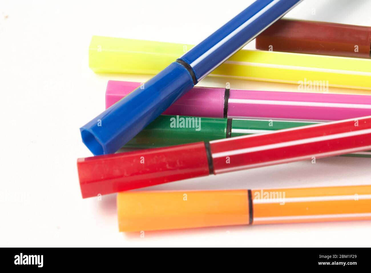 Multi-colored pens, markers on a white background isolate Stock Photo ...