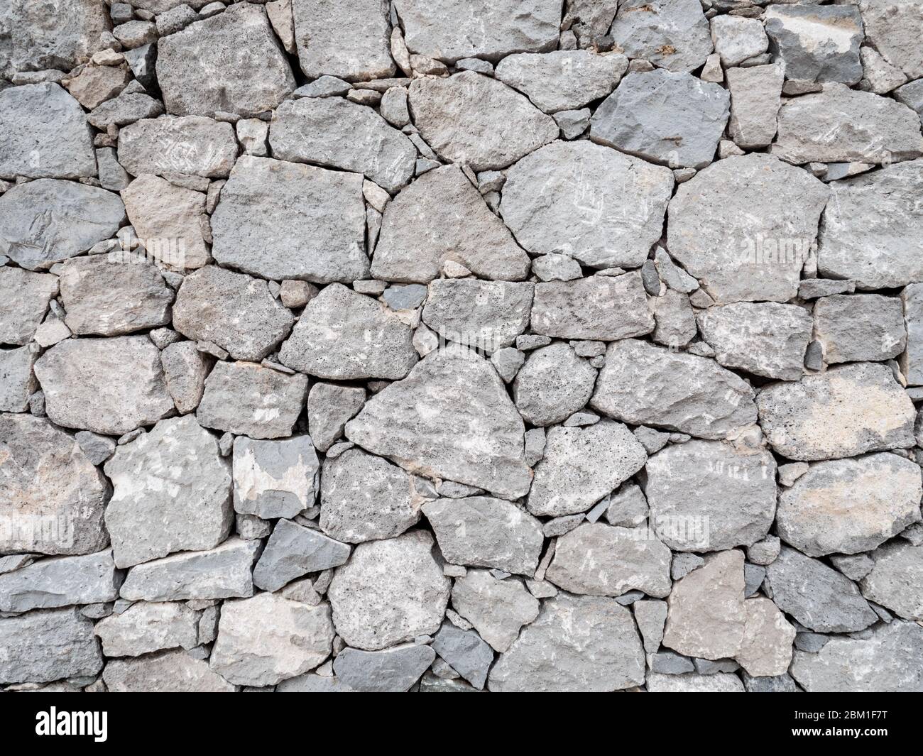 Dry Stone Wall. The random pattern of a flat dry wall stone wall. Full ...
