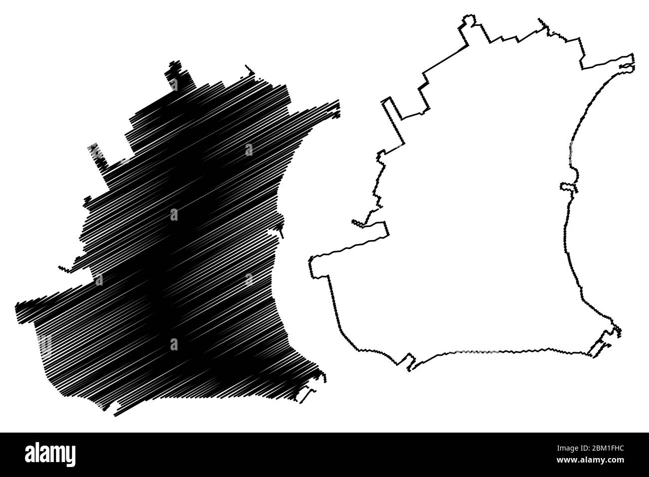Taganrog City (Russian Federation, Russia, Rostov Oblast) map vector ...