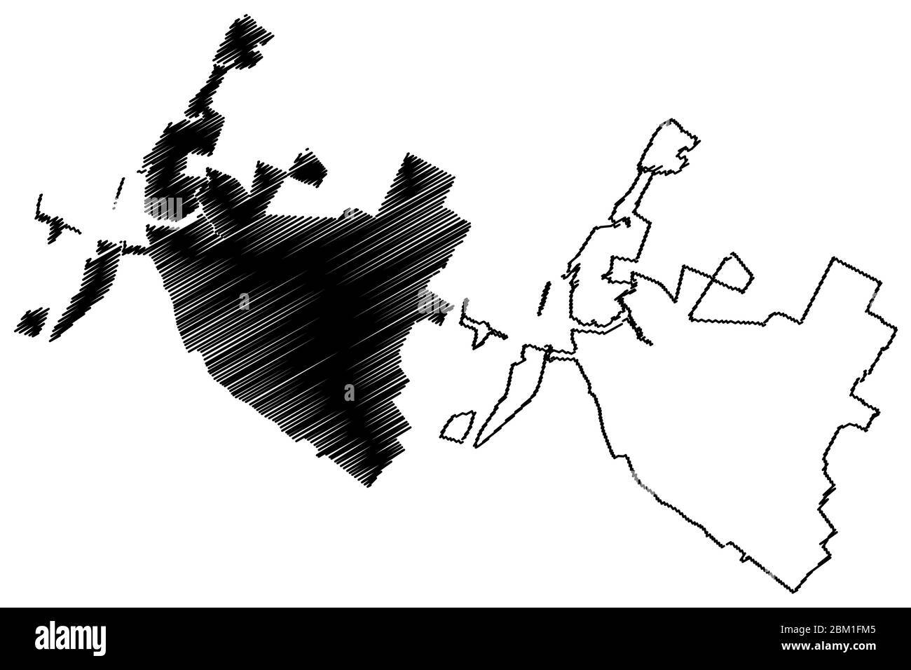Volzhsky City (Russian Federation, Russia, Volgograd Oblast) map vector ...