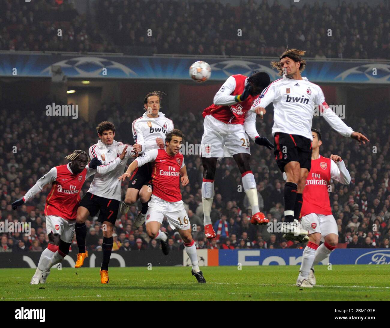 LONDON, UK FEBRUARY 20: PAOLO MALDINI. ADEBAYOR of AC Milan During UEFA ...