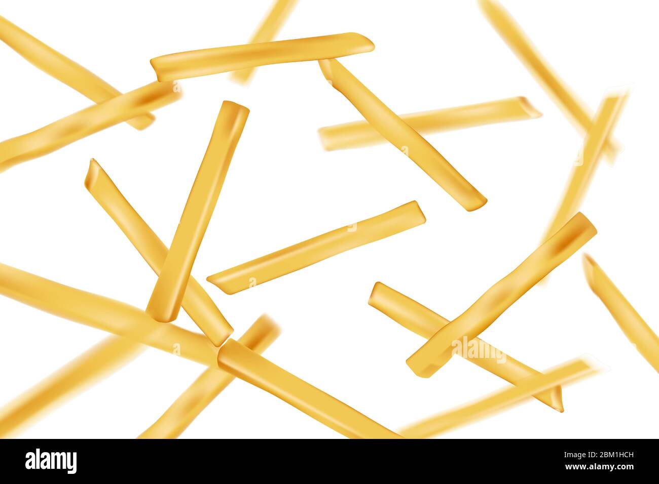 Falling realistic French fries background. Fast food banner. Flying ...