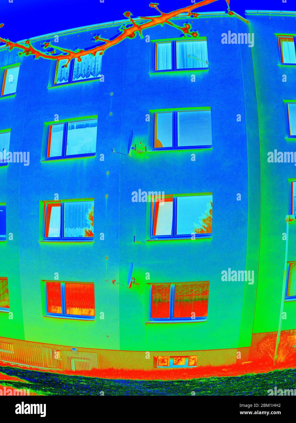Infrared thermovision scan showing lack of thermal insulation. Infra or ...