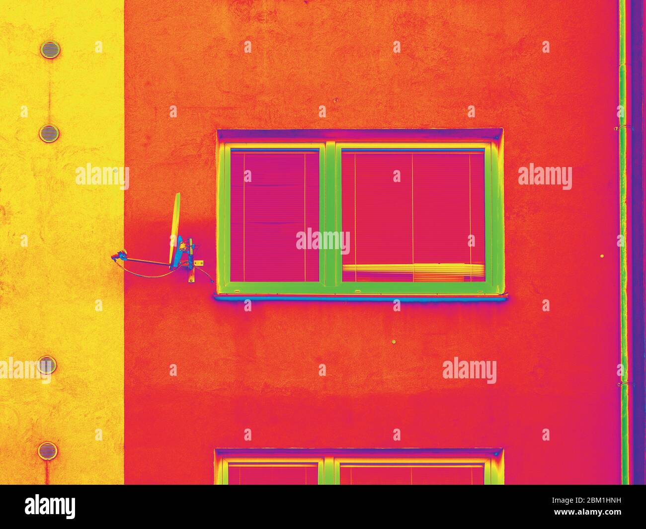 Infrared thermovision display. Photo building color scale, heat ...
