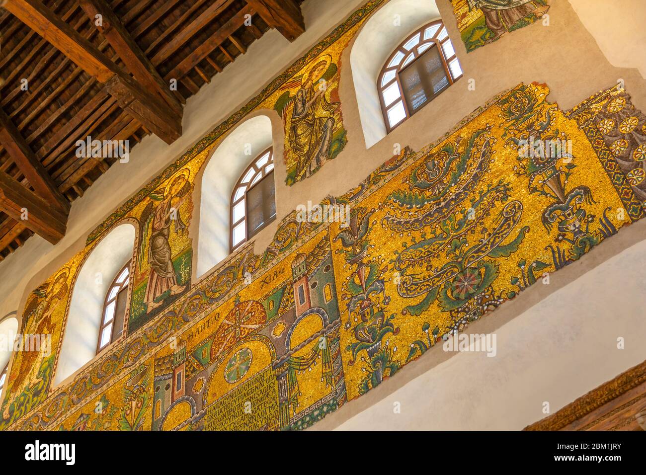View of recently discover mosaics in the interior of Church of Nativity ...