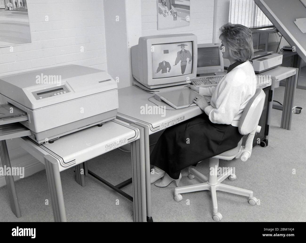 1990, computer aided textile design system, UK Stock Photo - Alamy
