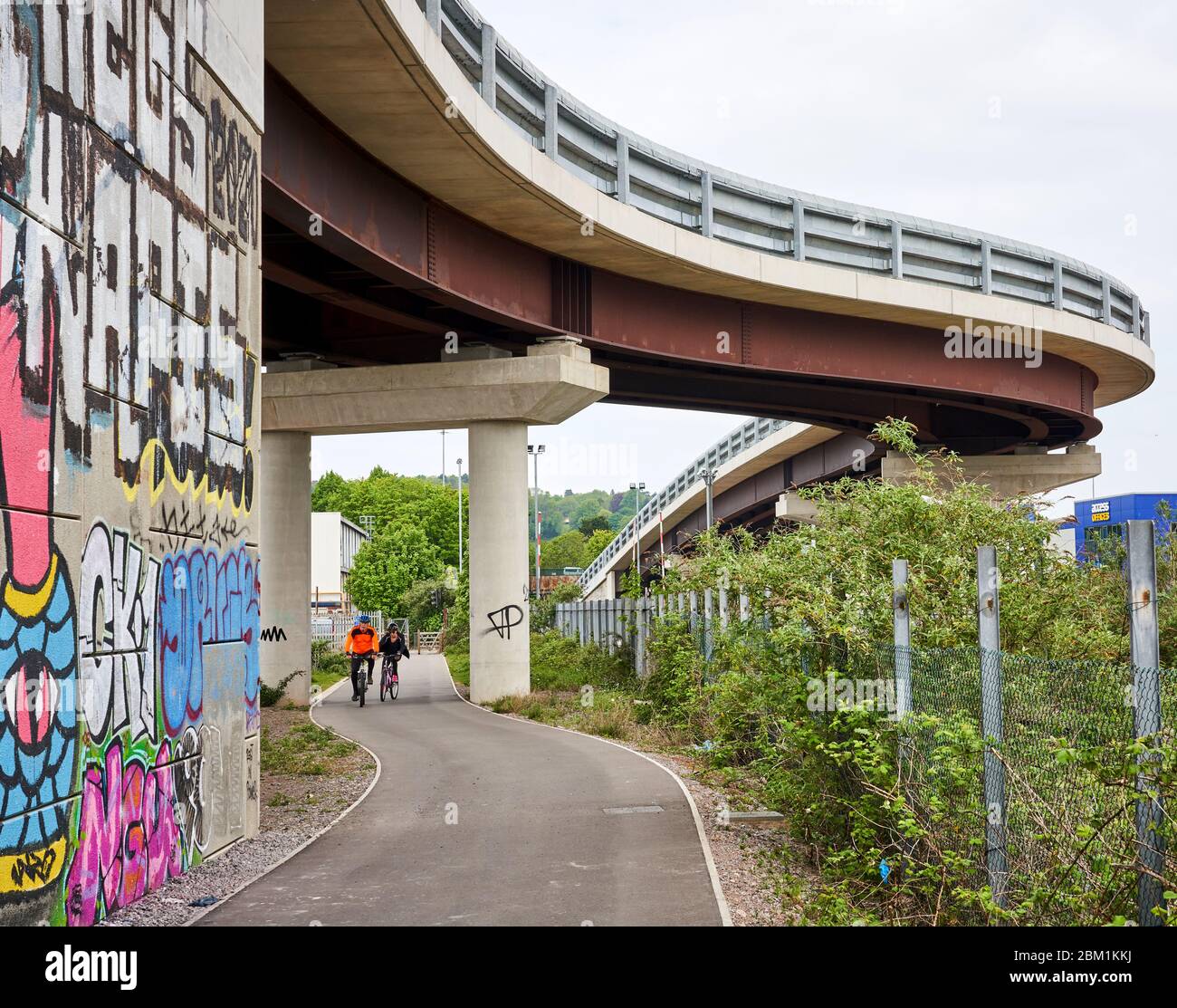 Flyover on the M2 Metrobus route and cycle lane at Ashton Vale in ...