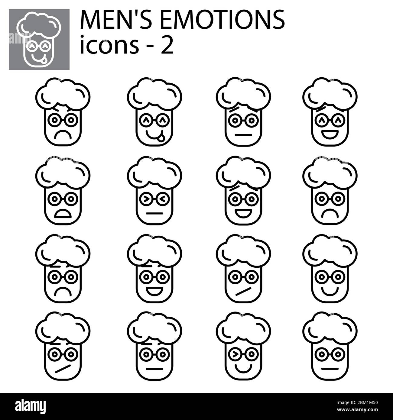 Creative vector icon set - boy, man Emoticons. Set of smiley icons ...