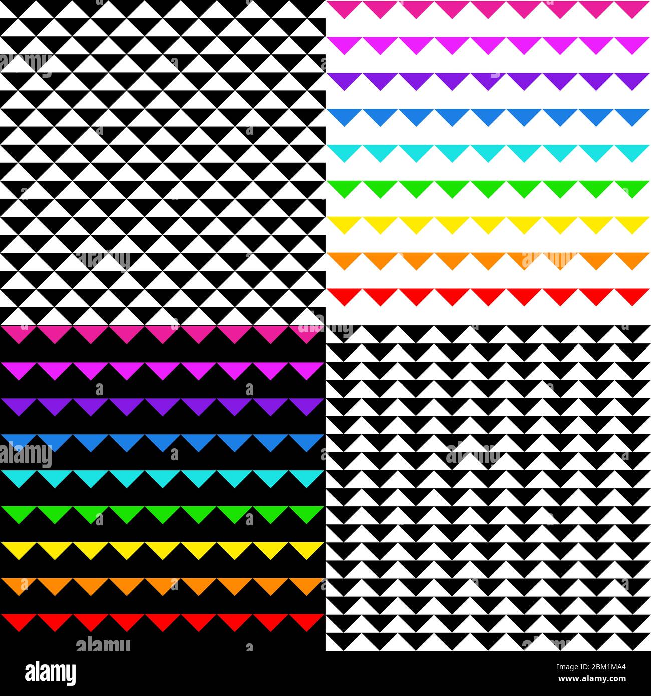 4 simple geometric shape cell triangles seamless pattern , crossed ...