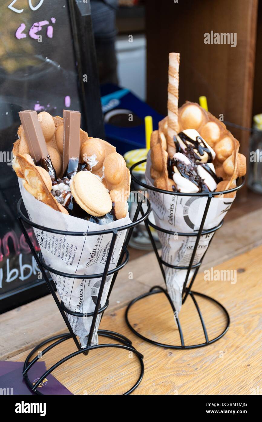 Bubble pancake filled with various toppings Stock Photo - Alamy