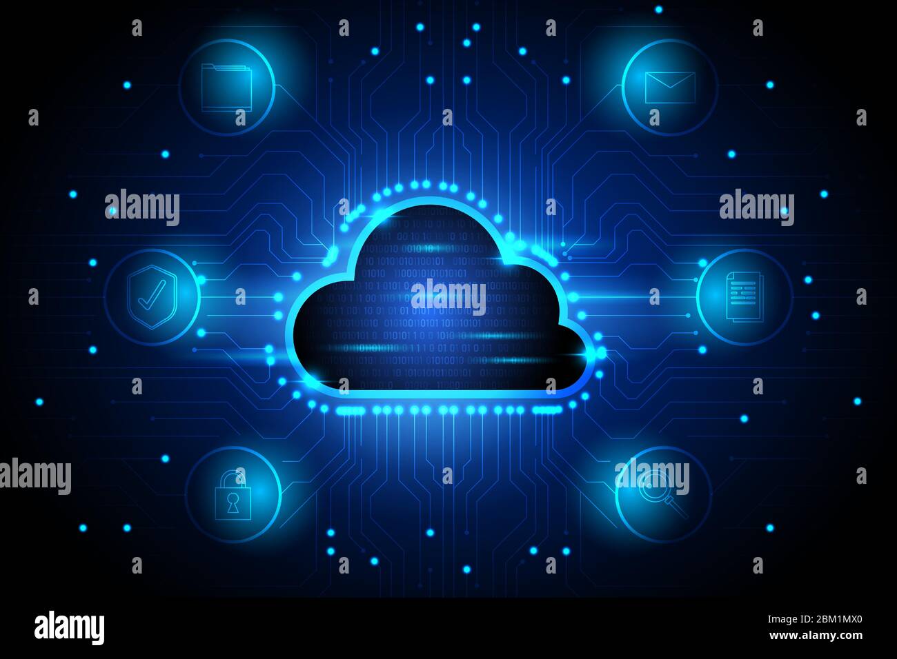 Concept Cloud Computing Technology Background With Circuit Pattern Sparkle Effect And Glowing