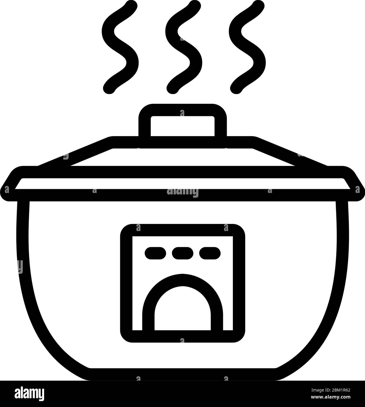 semi-oval multicooker in action icon vector outline illustration Stock ...