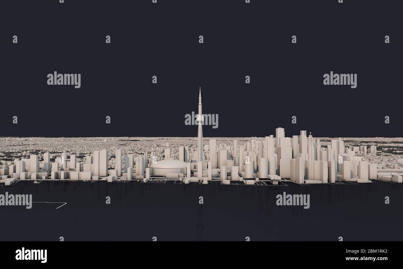Toronto, Canada city map 3D Rendering. Aerial satellite view Stock ...