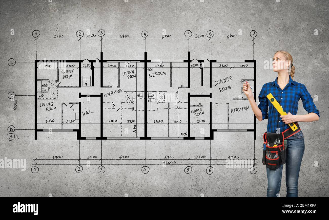 Woman engineer sketching her ideas Stock Photo - Alamy