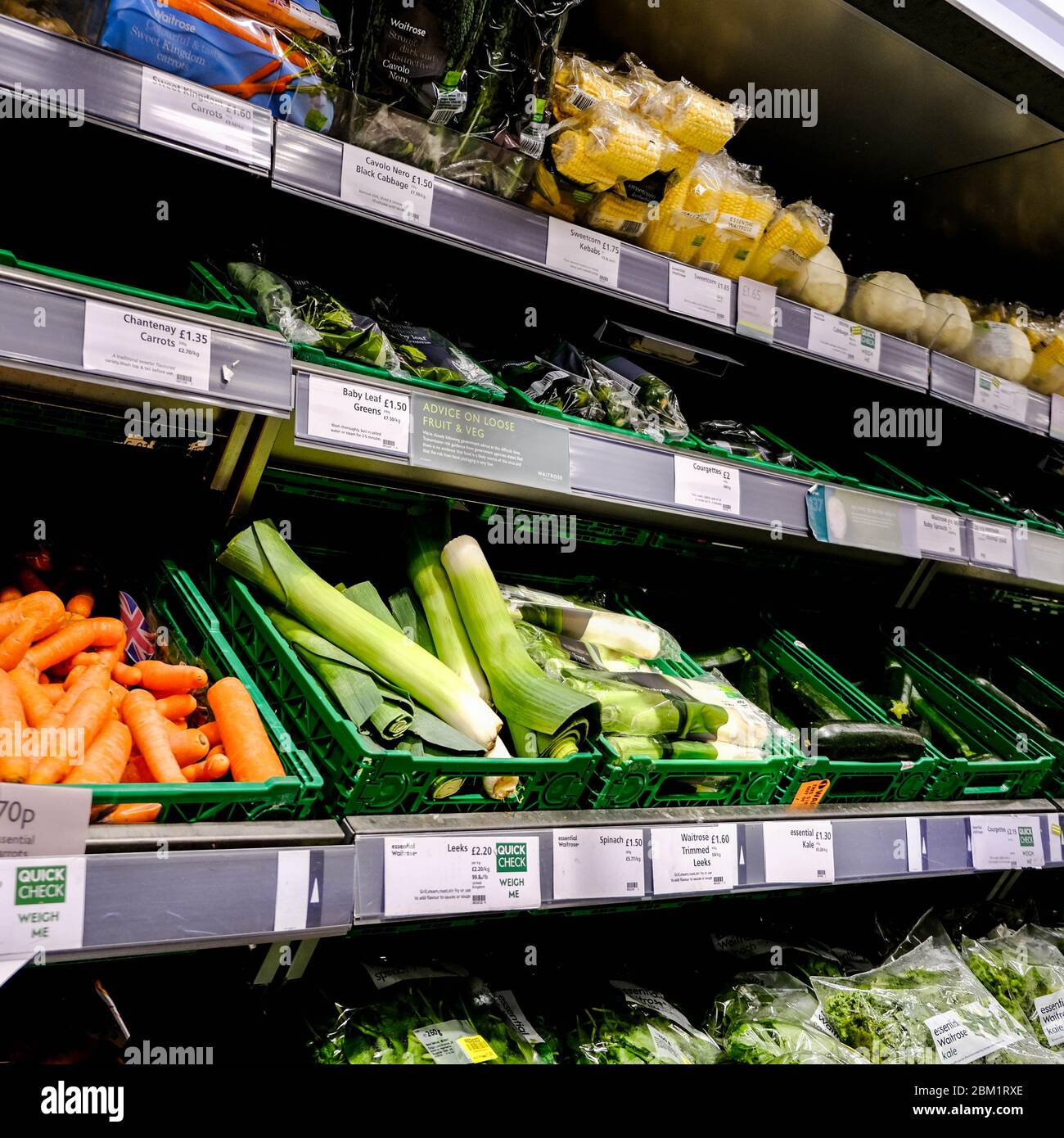 Food Stacked On Shelves In A Waitrose Supermarket, South London Stock ...