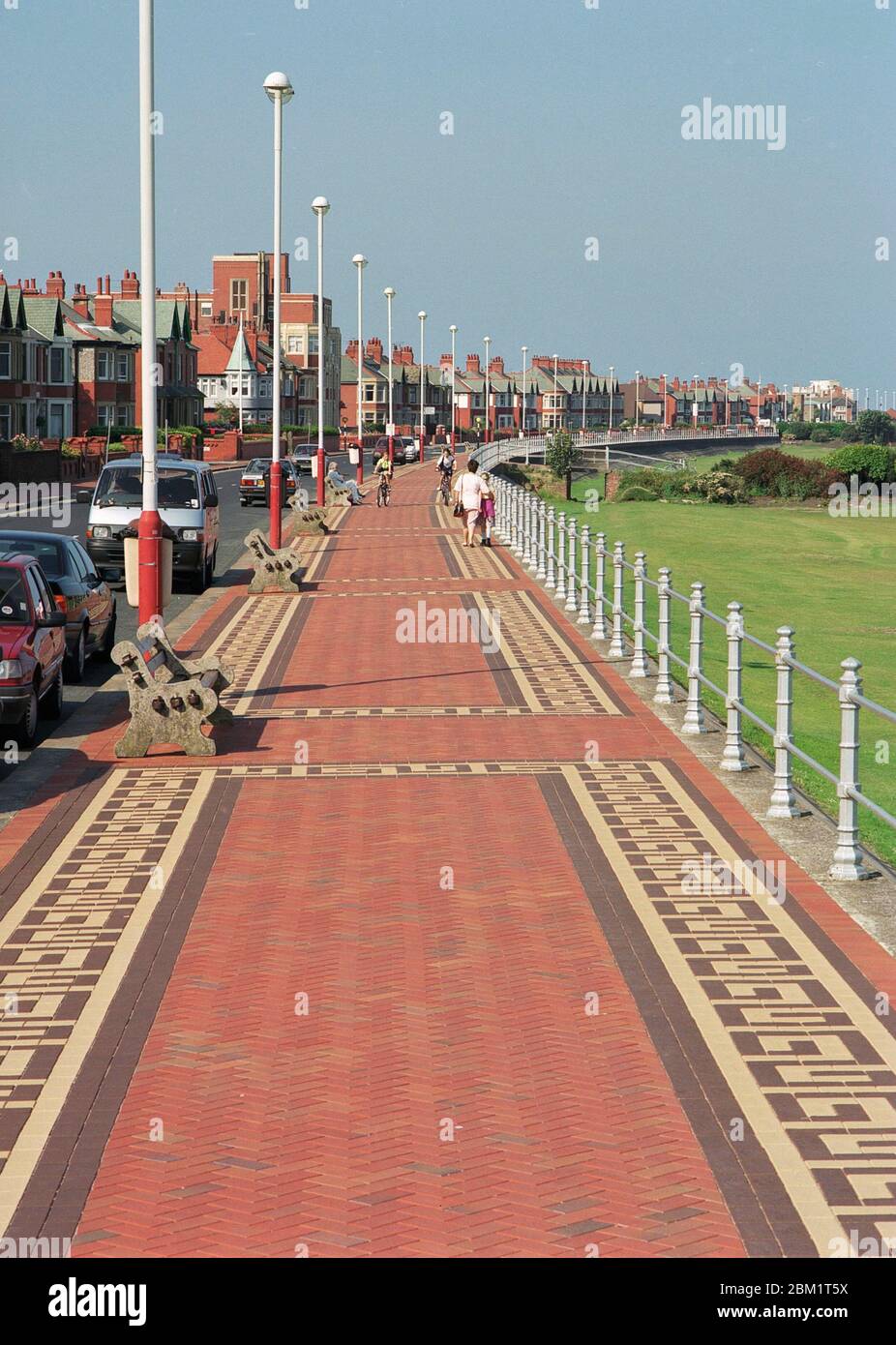 1997, newly brick paved Fleetwood Promenade, north West England Stock ...