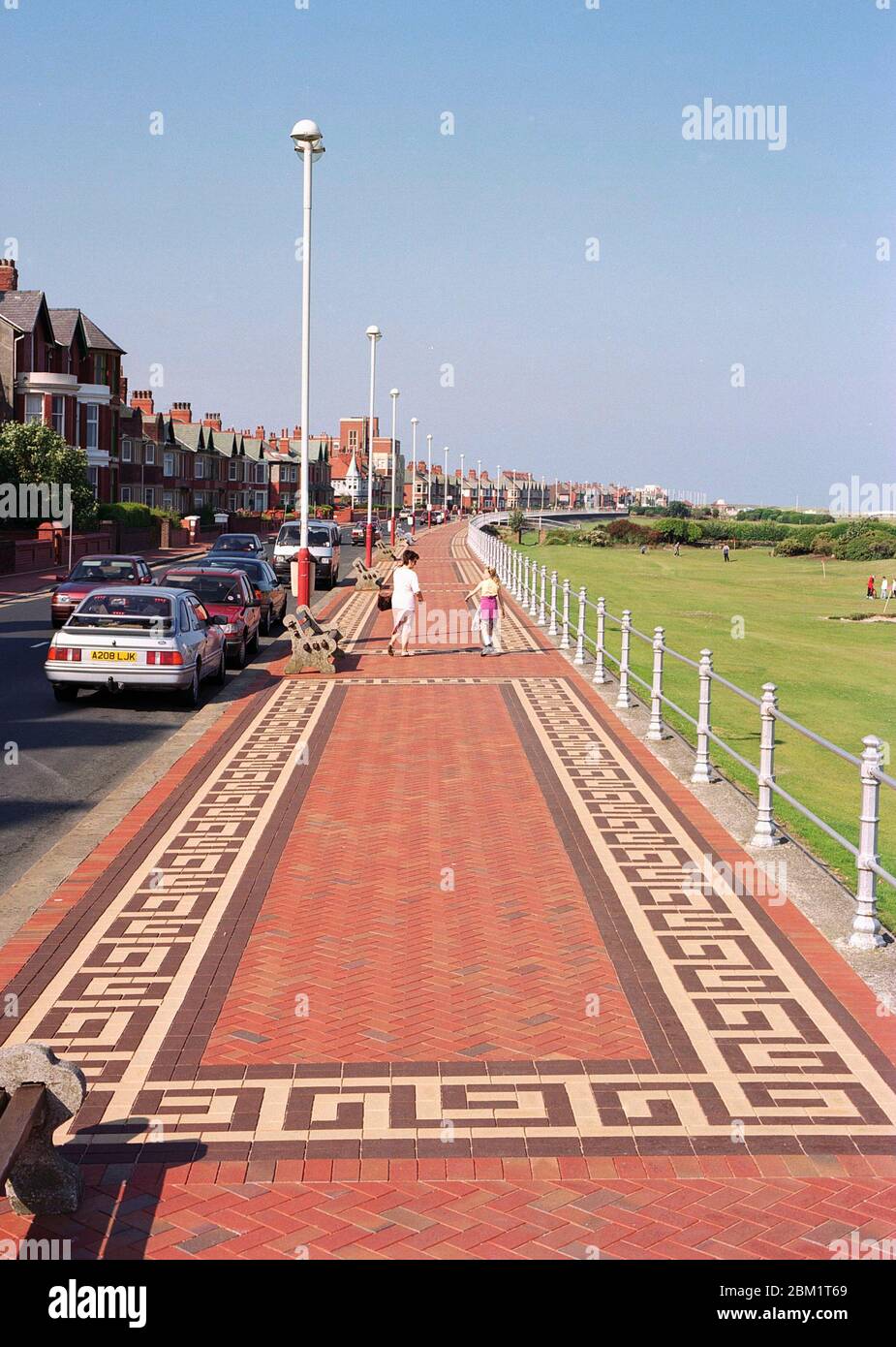1997, newly brick paved Fleetwood Promenade, north West England Stock ...