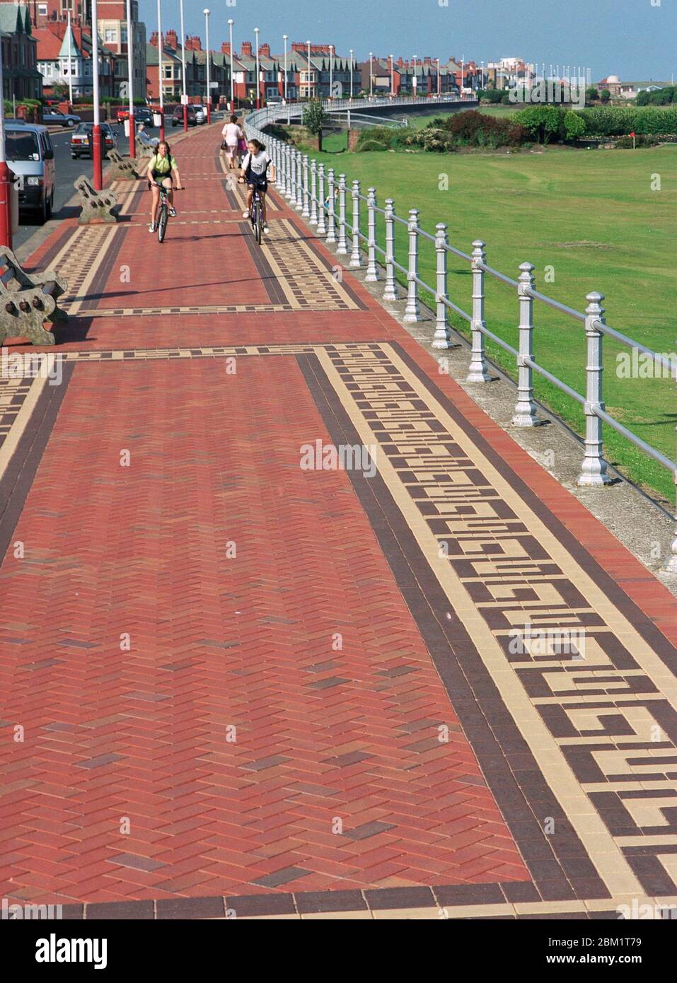 1997, newly brick paved Fleetwood Promenade, north West England Stock ...