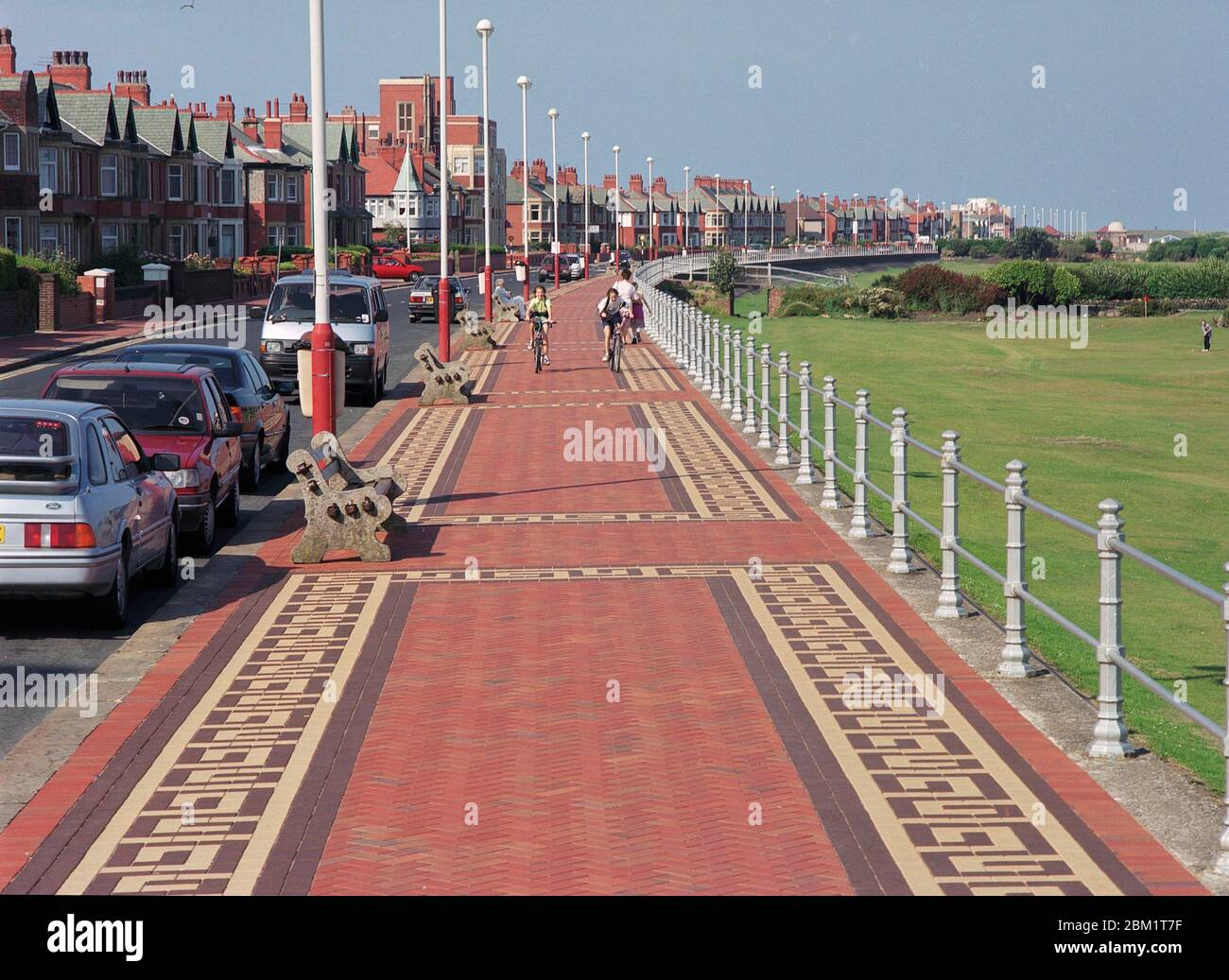 1997, newly brick paved Fleetwood Promenade, north West England Stock ...