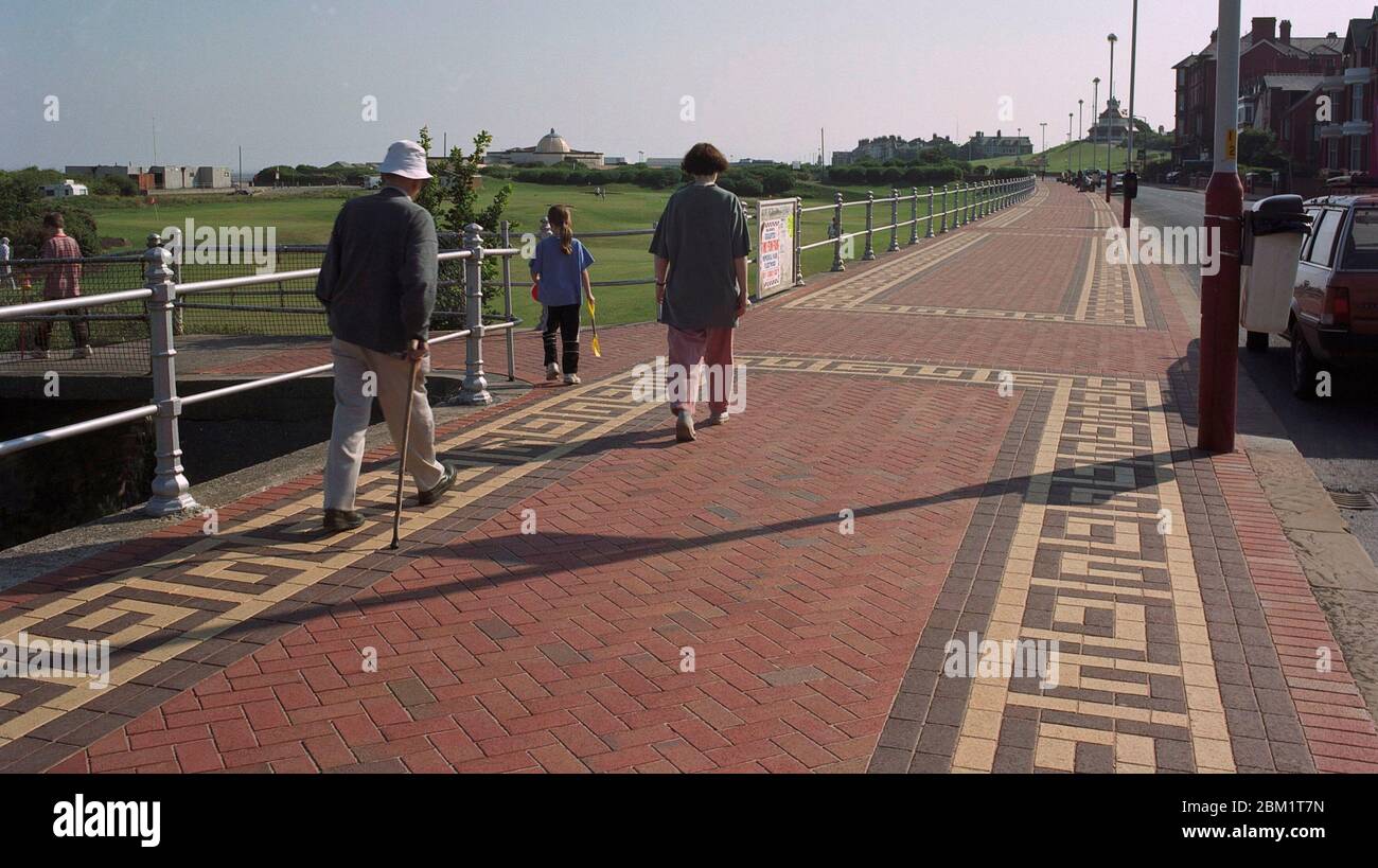 1997, newly brick paved Fleetwood Promenade, north West England Stock ...