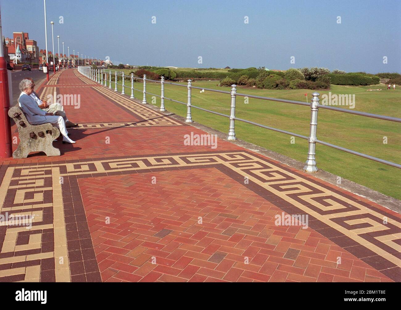 1997, newly brick paved Fleetwood Promenade, north West England Stock ...