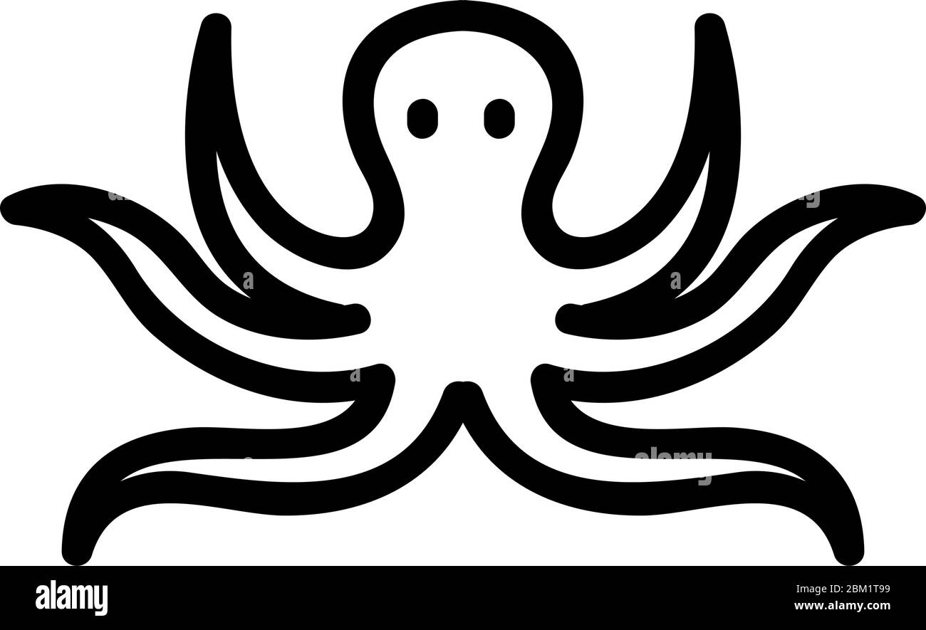 squid with long tentacles icon vector outline illustration Stock Vector ...