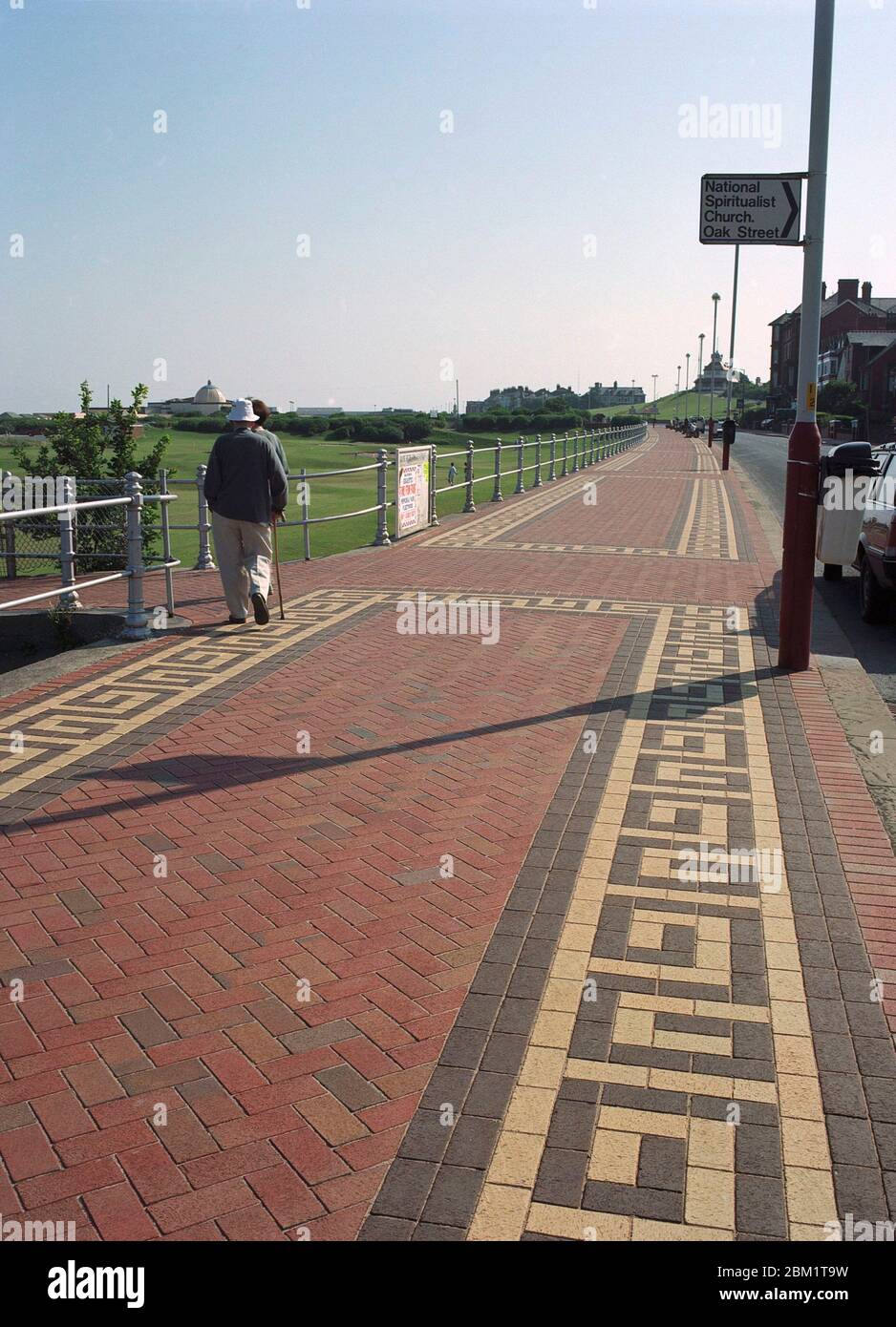 1997, newly brick paved Fleetwood Promenade, north West England Stock ...