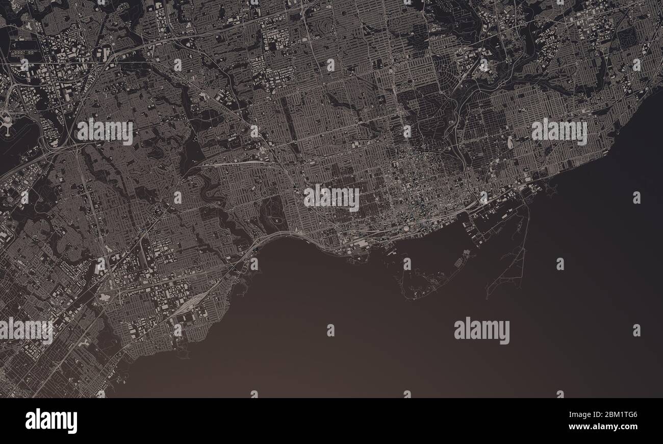 Toronto, Canada city map 3D Rendering. Aerial satellite view Stock ...