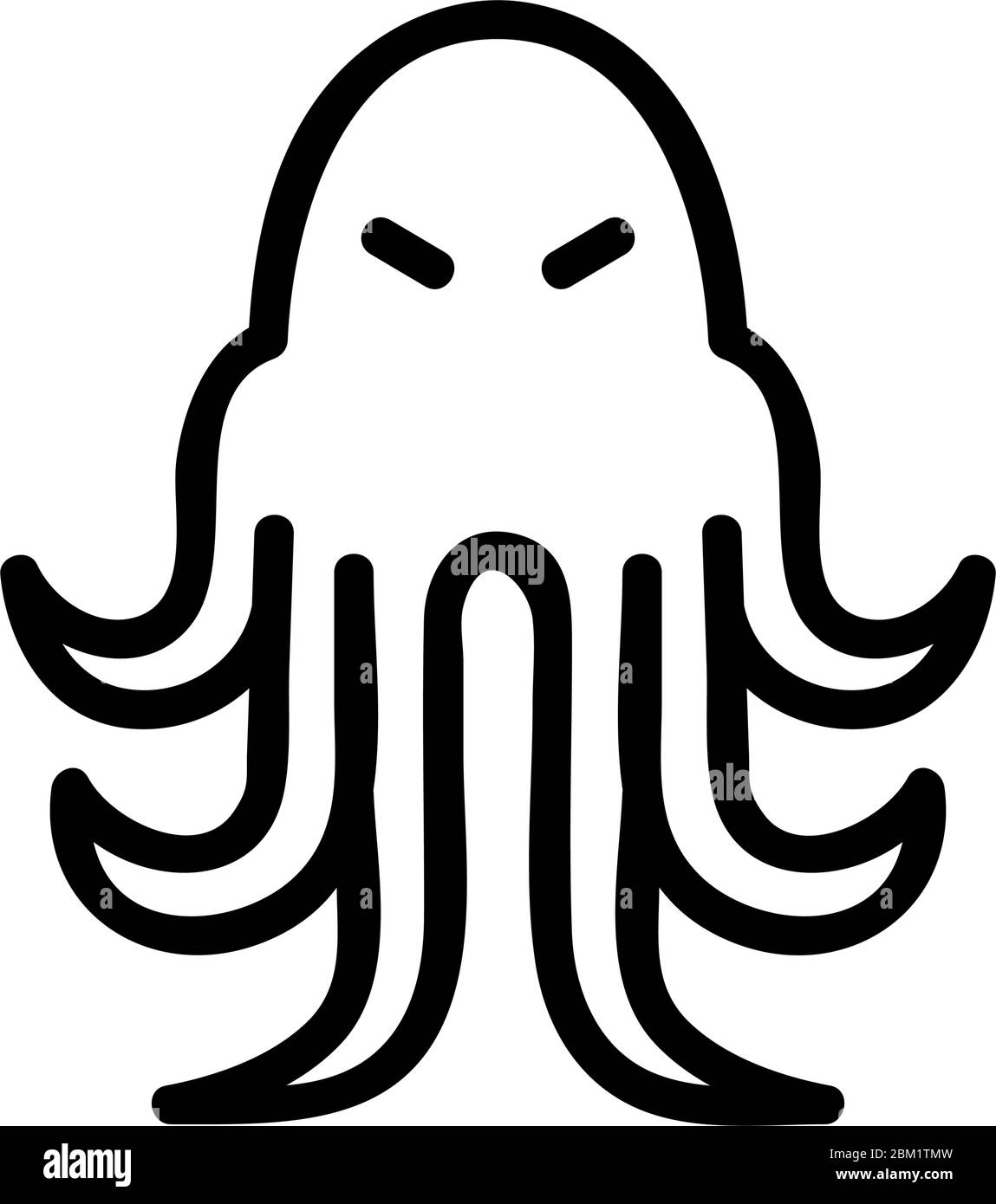 angry squid with long tentacles icon vector outline illustration Stock ...