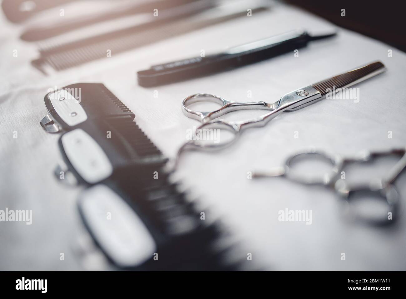 Professional barber tools for barbershop, work place Stock Photo - Alamy