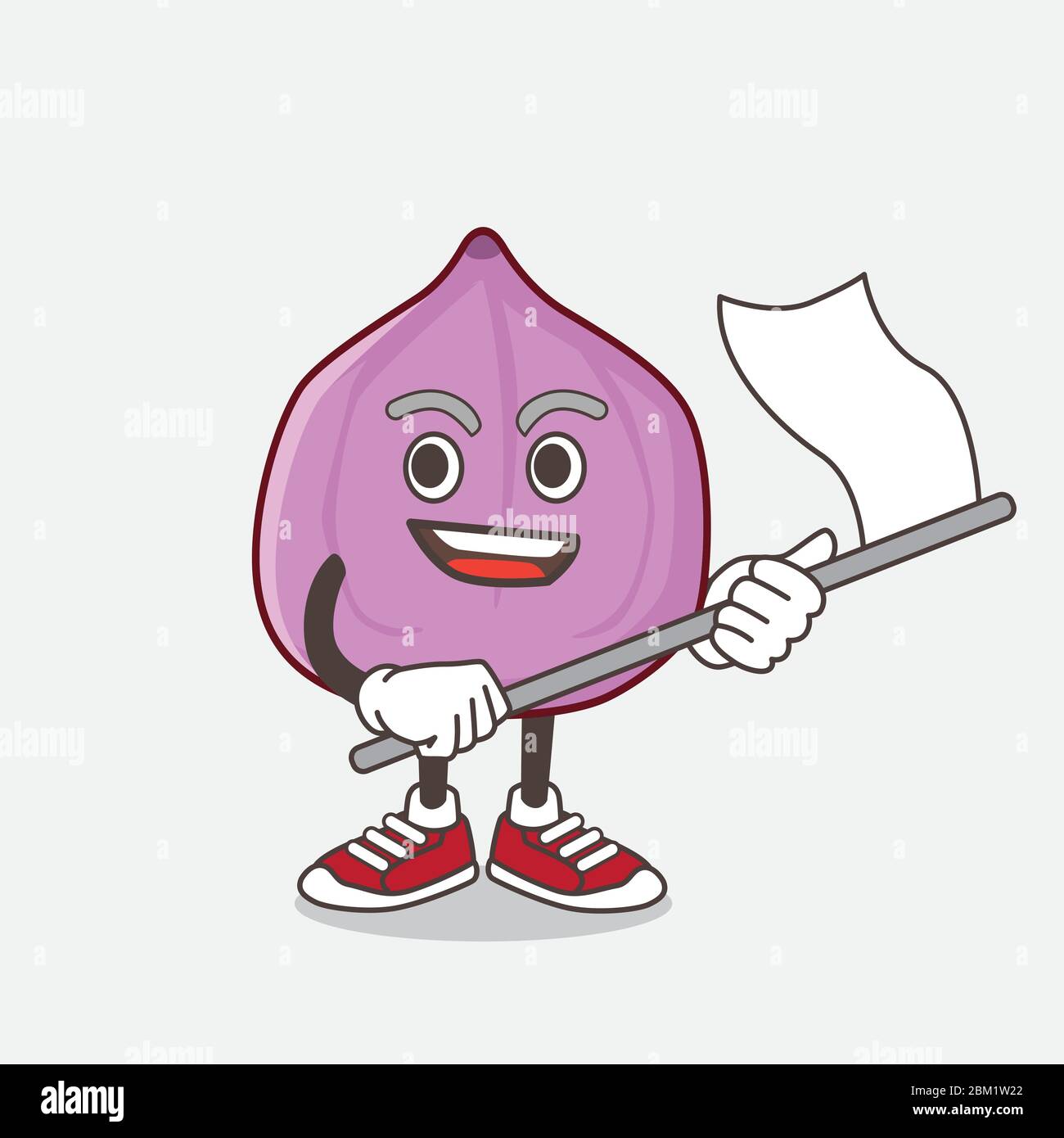 An illustration of Fig Fruit cartoon mascot character waving a flag ...