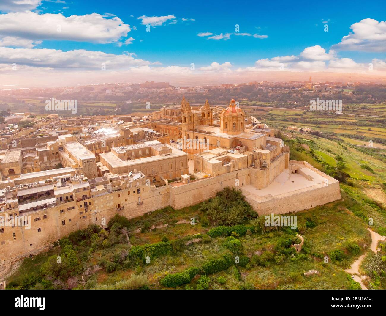 Old castle Mdina cathedral city, Malta. Aerial top view Stock Photo - Alamy