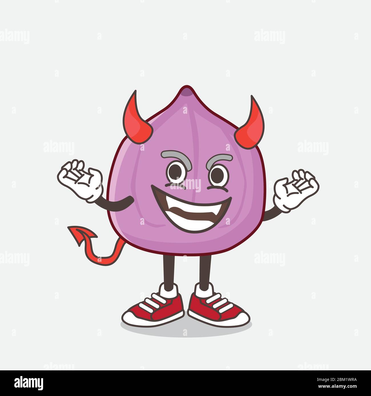 An illustration of Fig Fruit cartoon mascot character as red devil with ...
