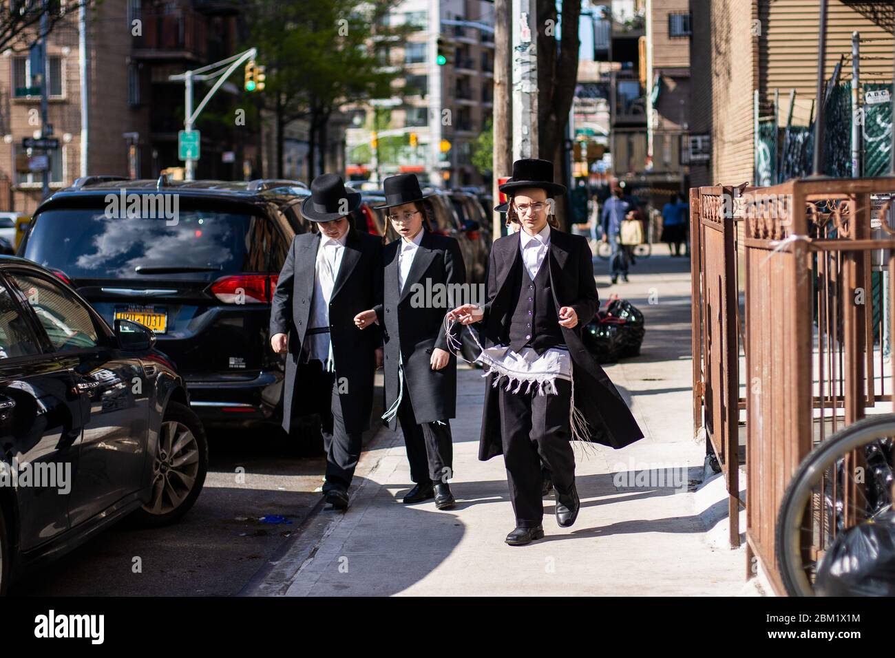 New York, USA - May 3 2020: Hasidic Jews Community and Children in ...