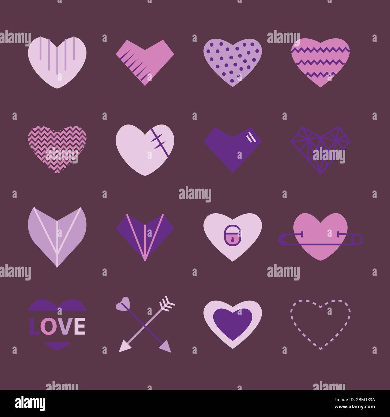 Set hearts in color hi-res stock photography and images - Alamy