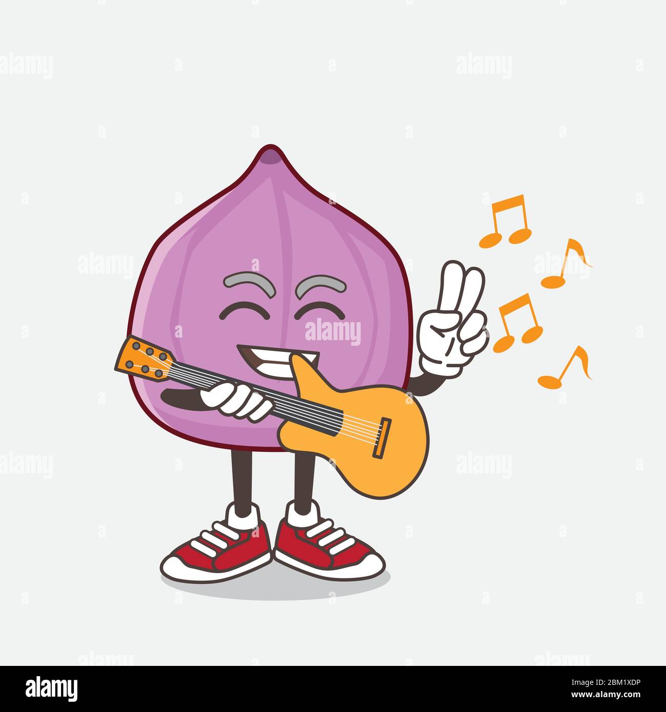 An illustration of Fig Fruit cartoon mascot character playing a guitar ...