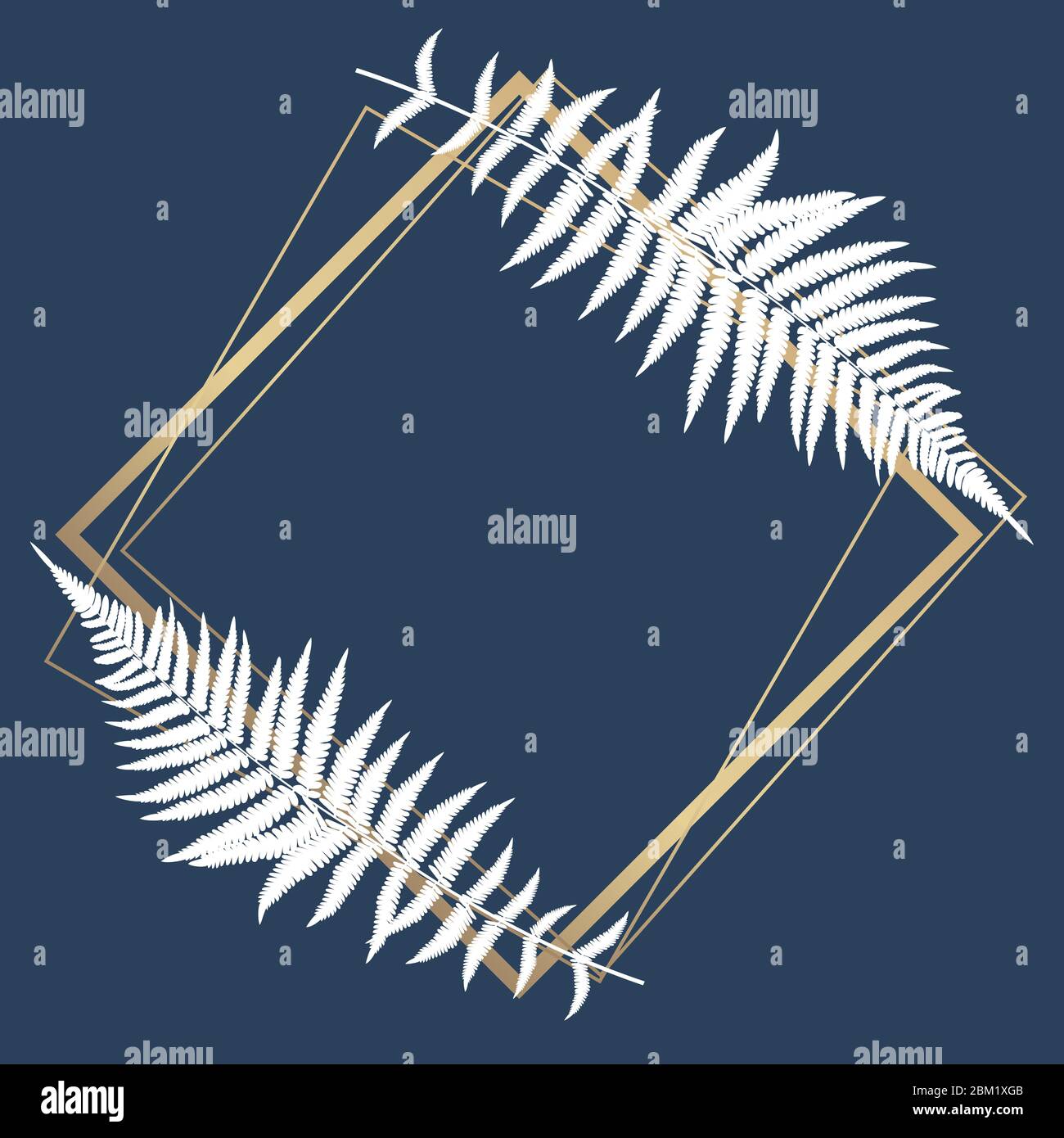 Fern Leaf Background with Golden Frame Illustration Stock Vector Image ...