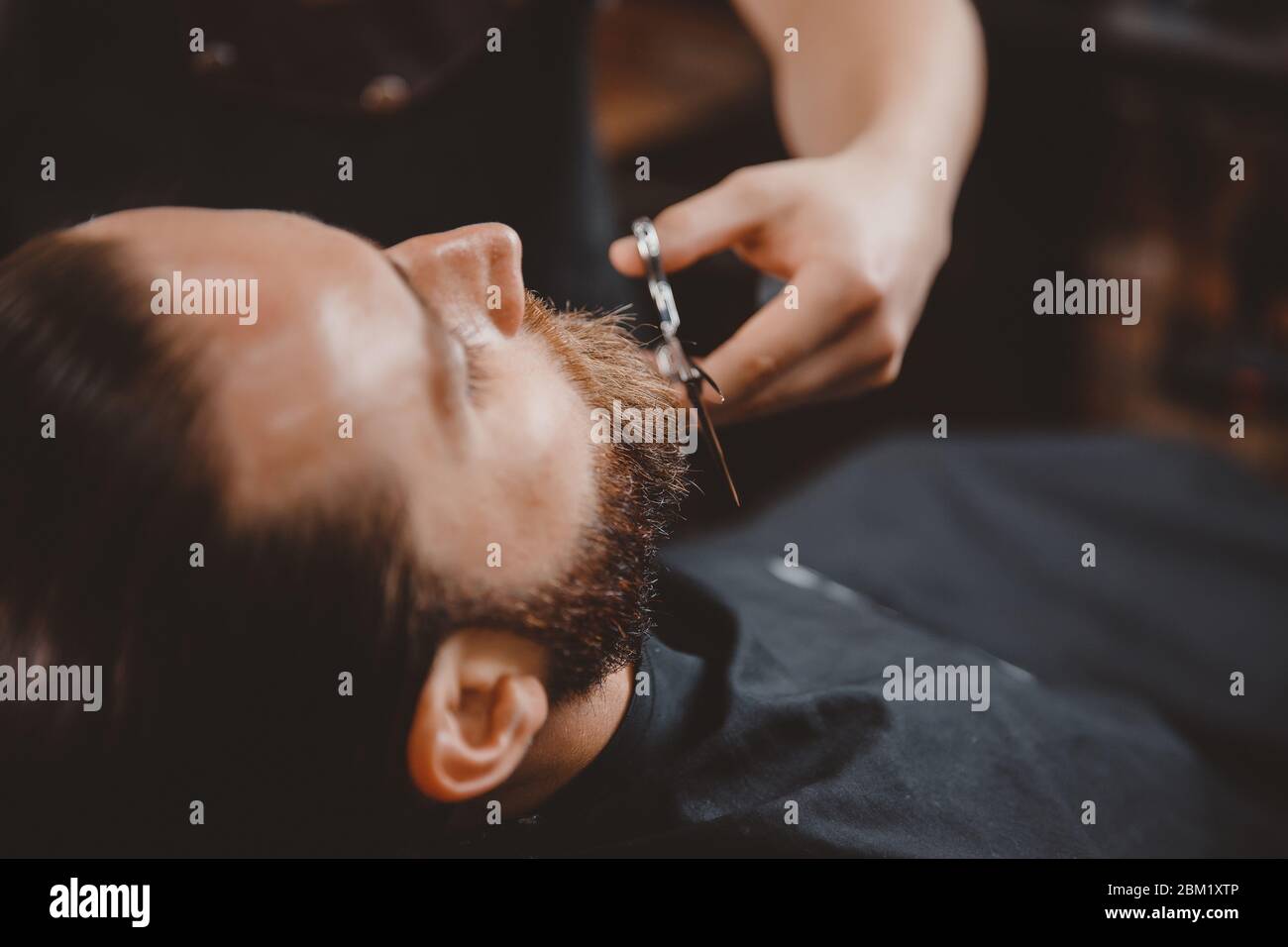 Closeup professional grooming beard scissors hi-res stock photography ...