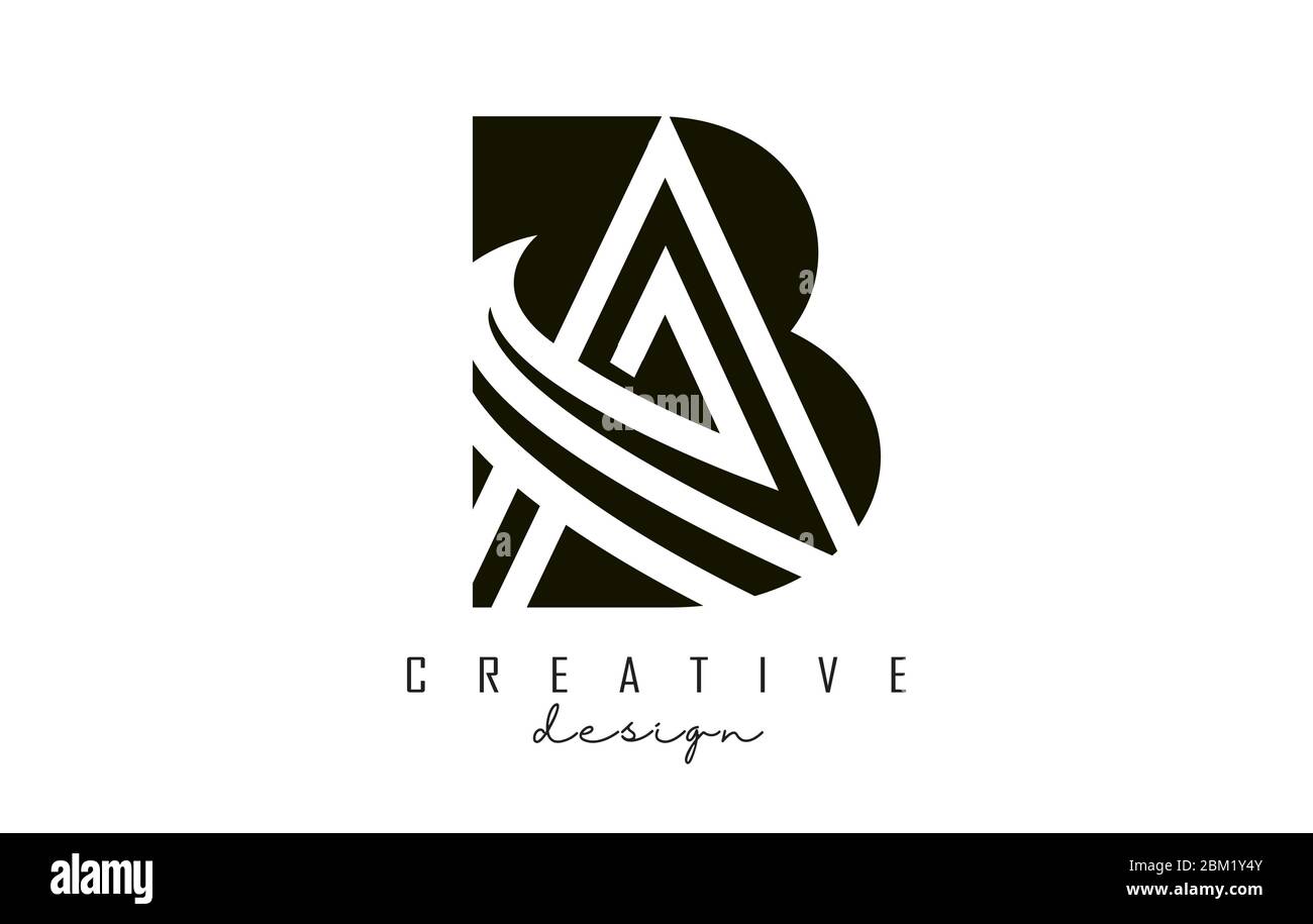 Monogram BA B A Letters Logo Design with Black and White Shapes and ...