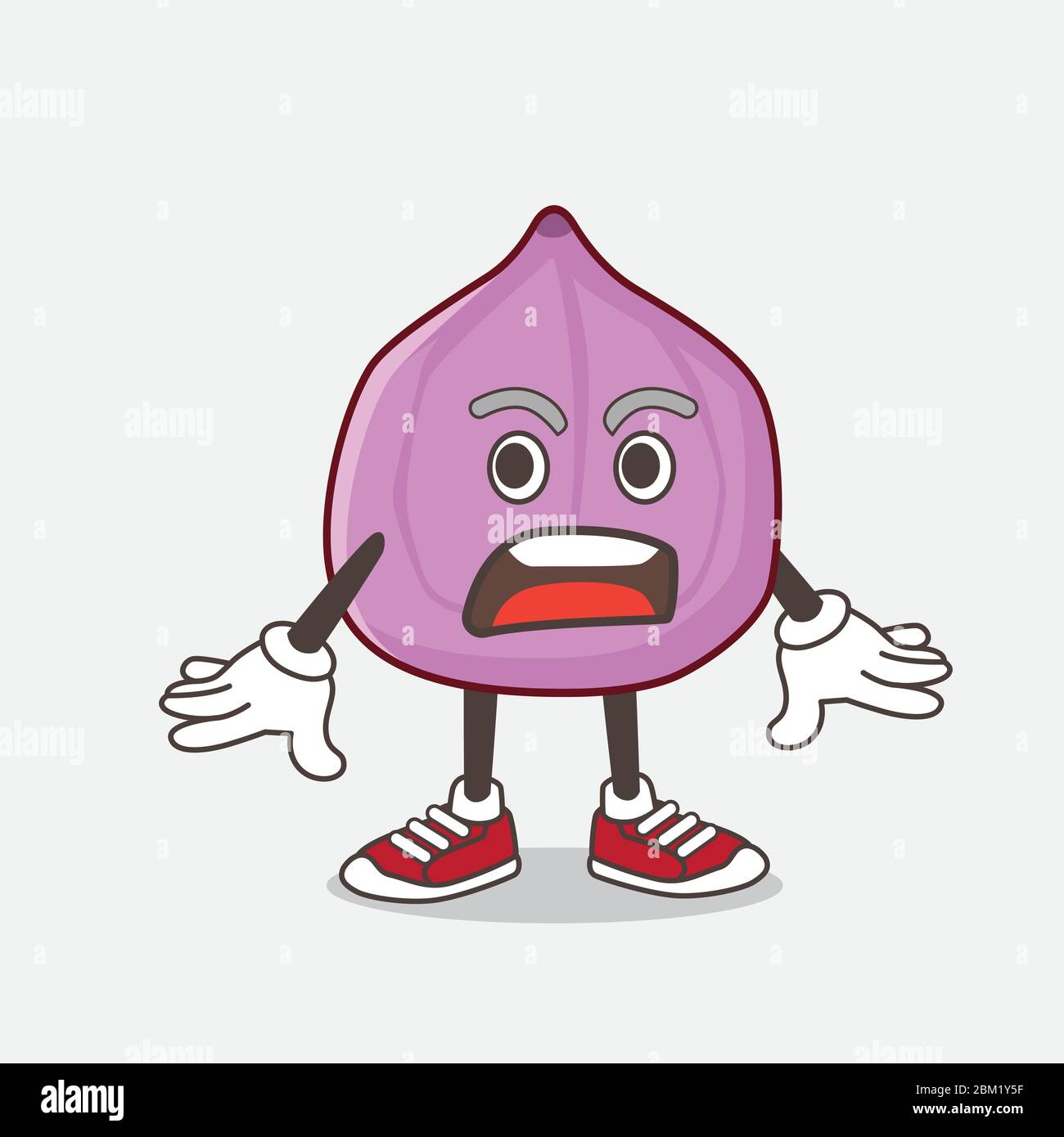An illustration of Fig Fruit cartoon mascot character with a surprised ...