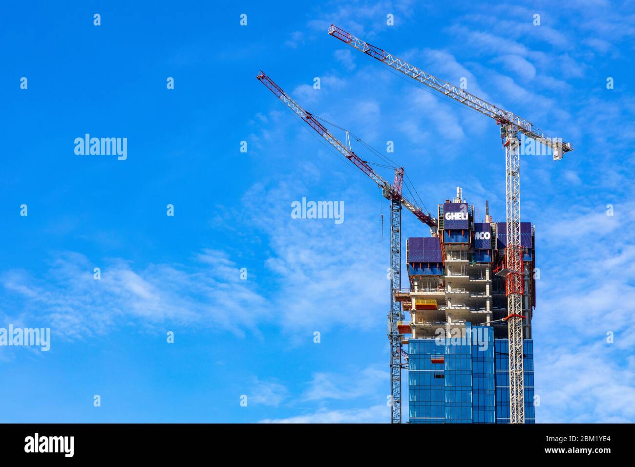 Warsaw, Mazovia / Poland - 2020/05/02: Construction site of skyscraper ...