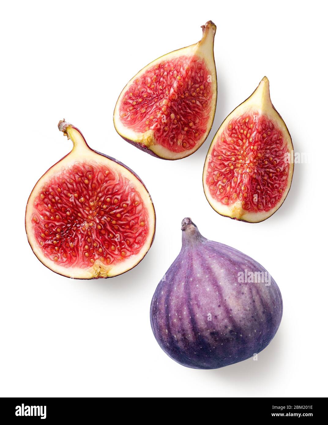 Fresh whole and sliced fig isolated on white background, top view Stock ...